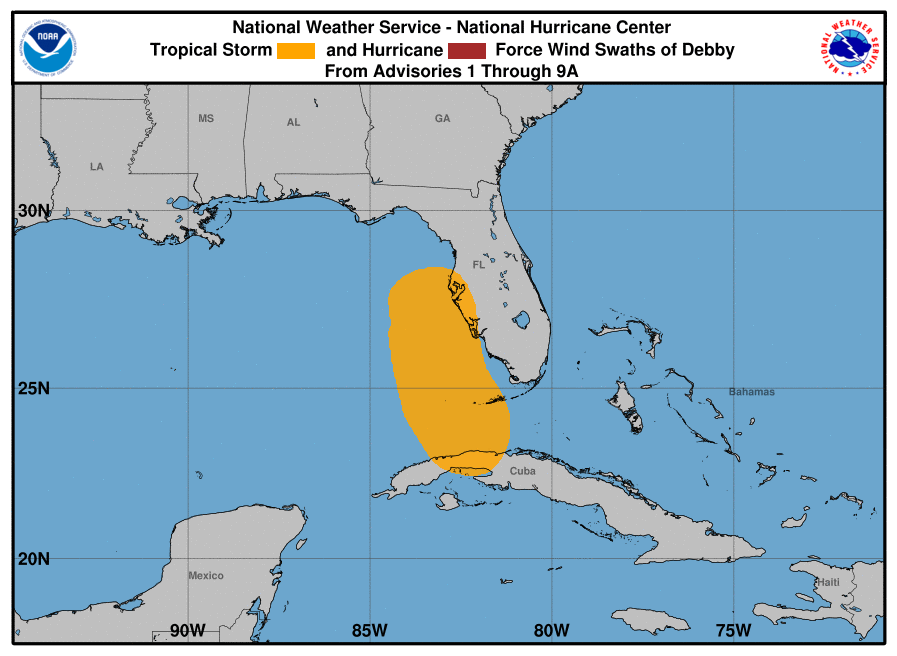Debby remains a Tropical Storm but on the verge of Hurricane strength ...